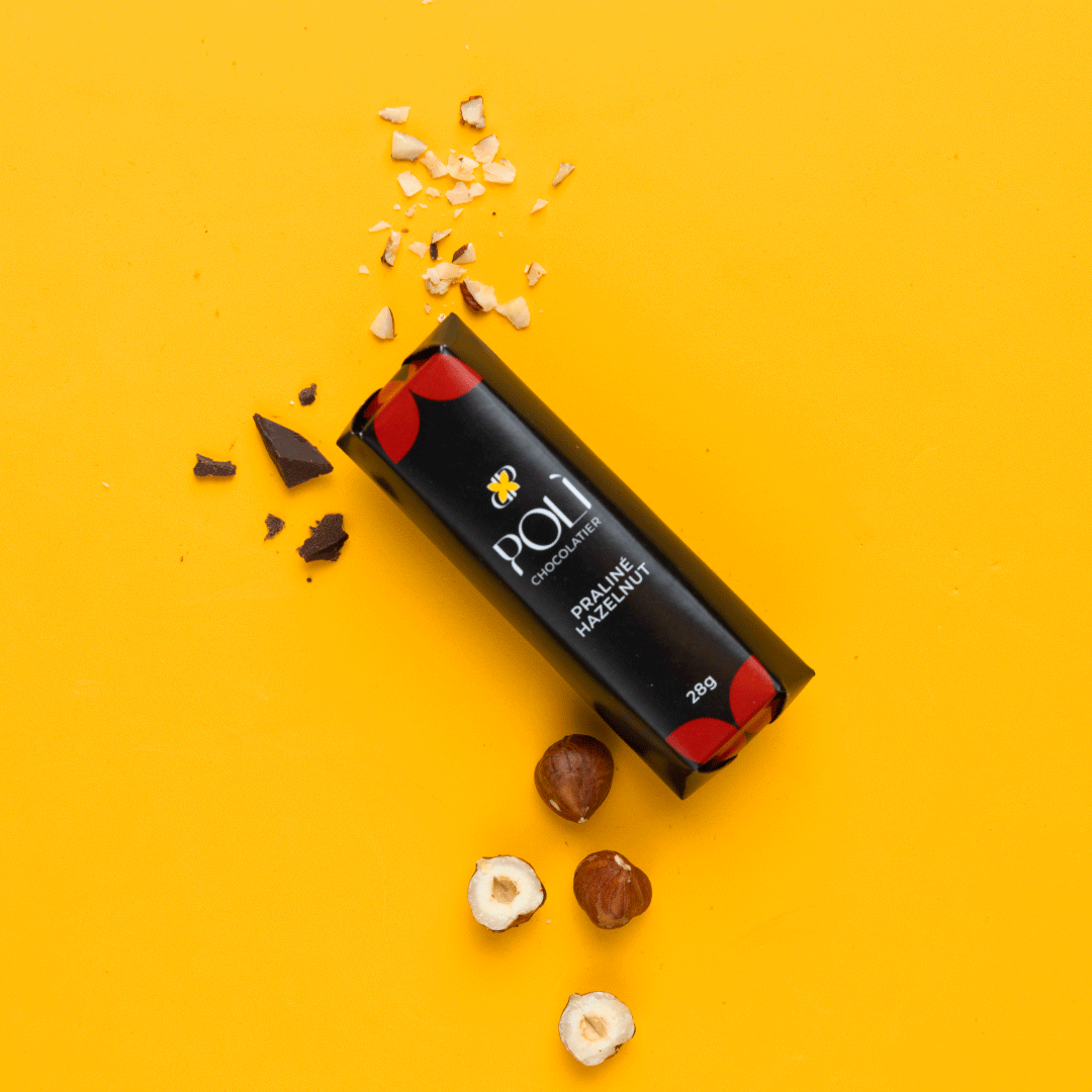 28g Praline Hazelnut Chocolate Bar – Polì Chocolatier